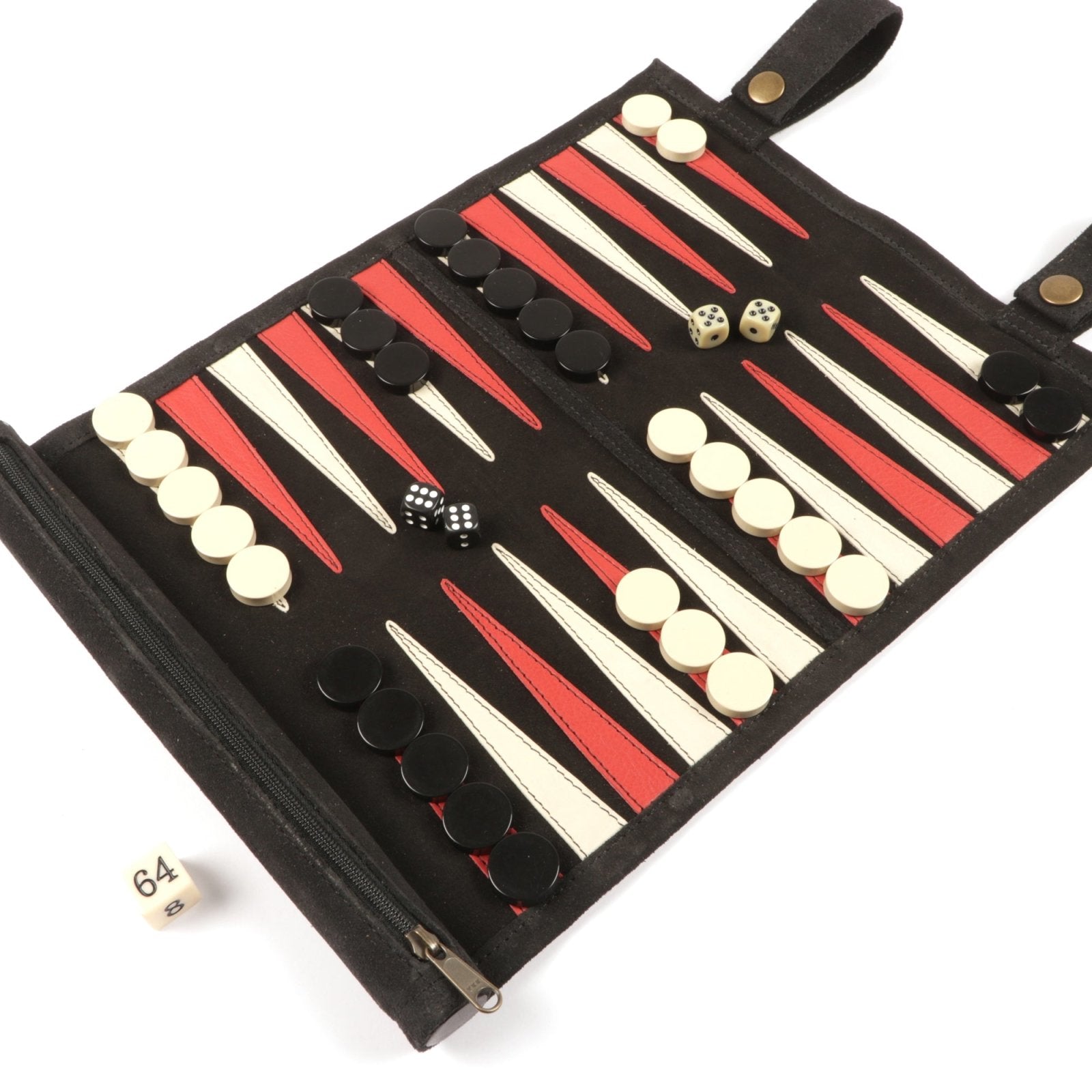 Backgammon Handmade premium suede leather Roll-up Travel Set - Freestyle SA